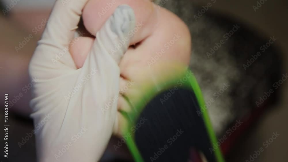 Caring about the girl legs pedicure, polish, beautiful lights ...