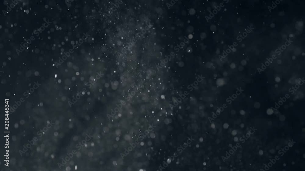 Natural Organic Dust Particles Floating On Black Background. Dynamic ...