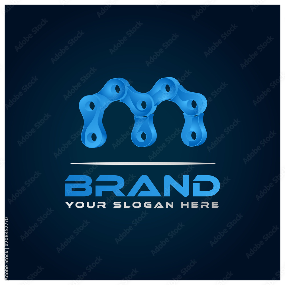 3d letter M logo. Logo Letter M and chain. logo formed by chain Stock ...
