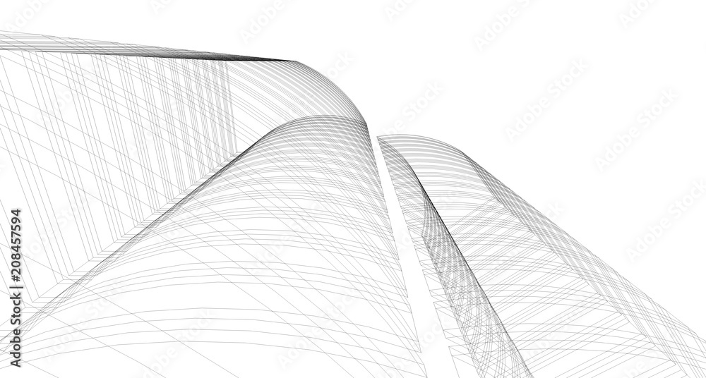 Abstract 3D building wireframe structure. Illustration construction ...