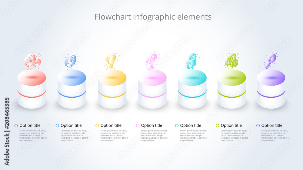 Grafika wektorowa Stock: Business process chart infographics with 7 ... Grafika wektorowa Stock: Business process chart infographics with 7 ...