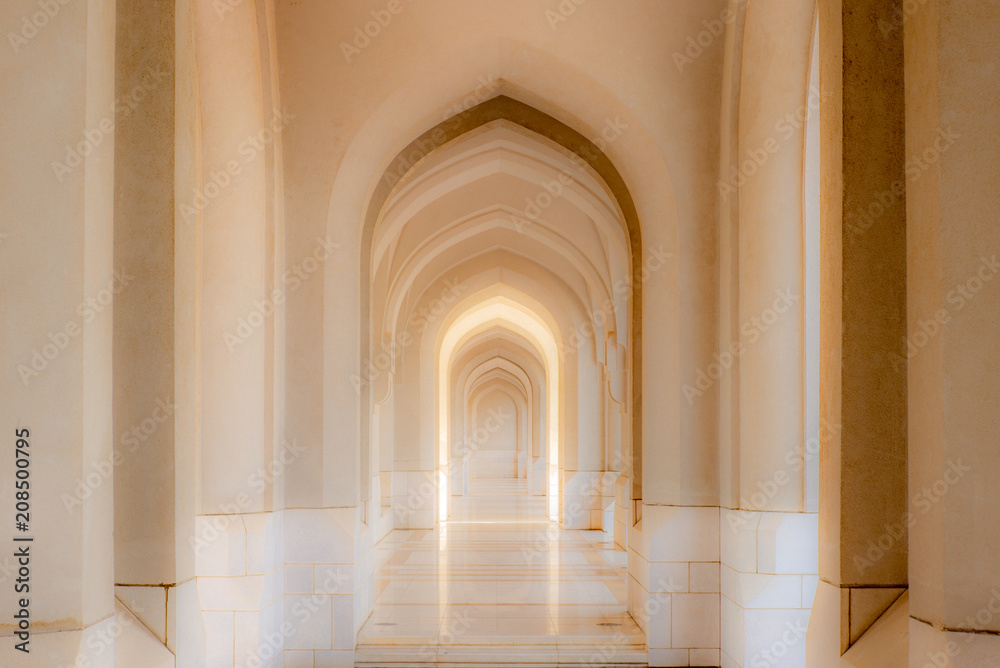 Poster A stunning marble corridor with reflecting arches in Muscat - 1 ...