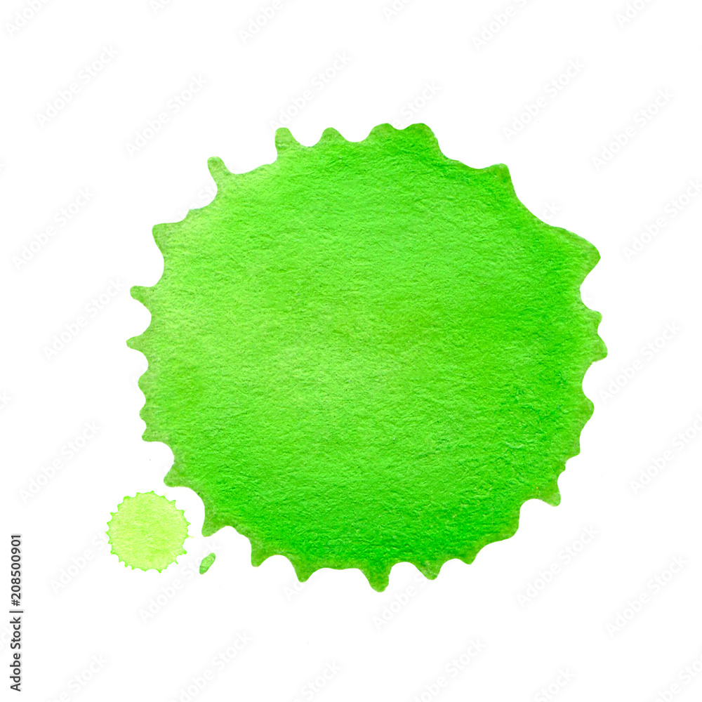 Watercolor green paint splash. Abstract isolated green watercolor stain ...