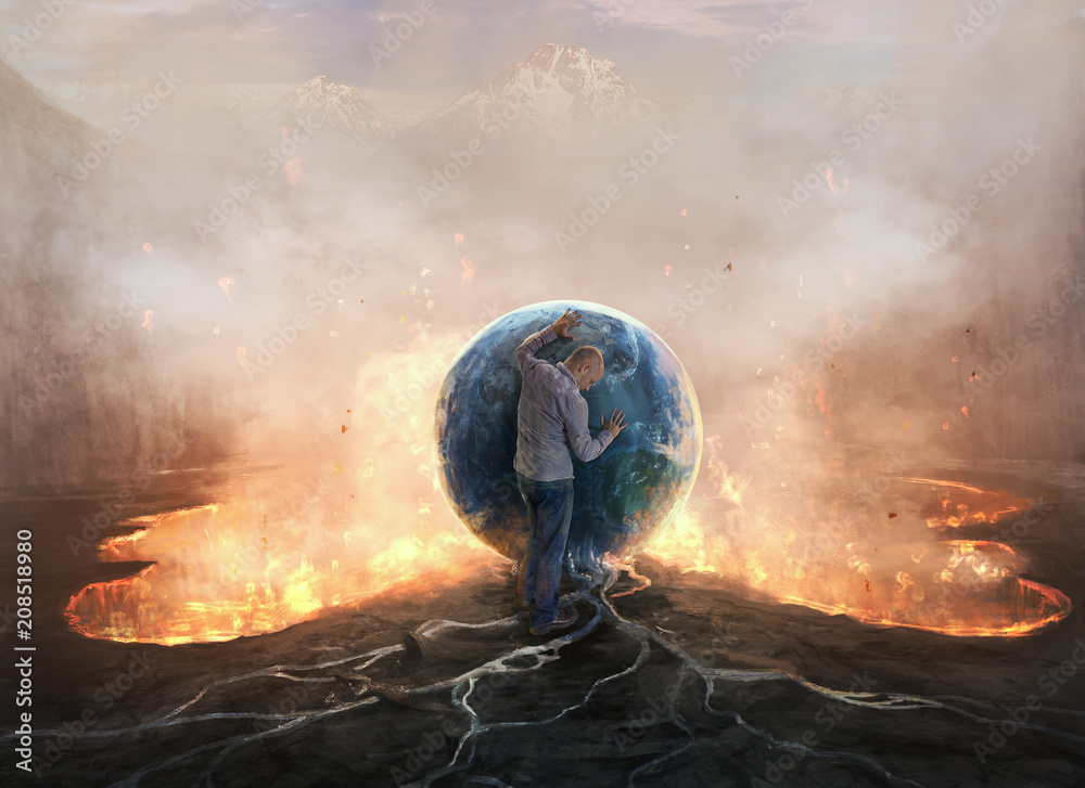 Earth and fire Stock Illustration | Adobe Stock