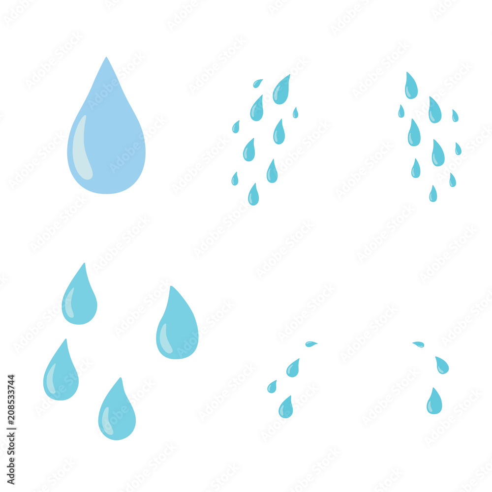 Tears set. Drop. Vector flat cartoon character icon design. Isolated on ...