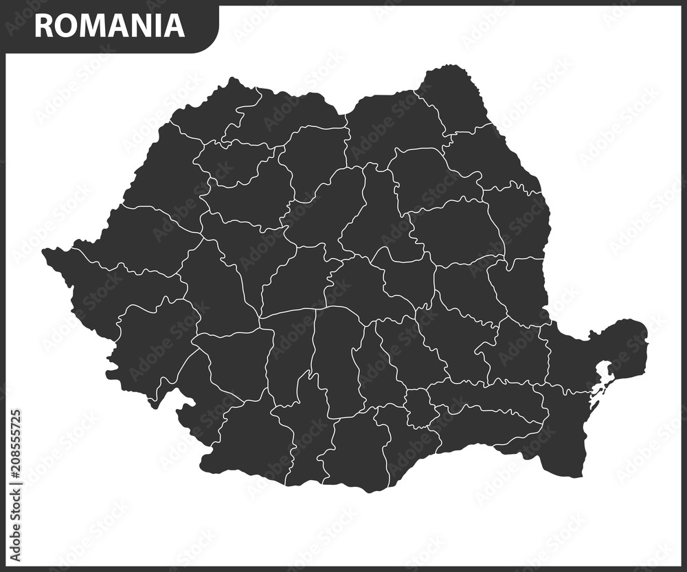 The detailed map of the Romania with regions or states. Administrative ...