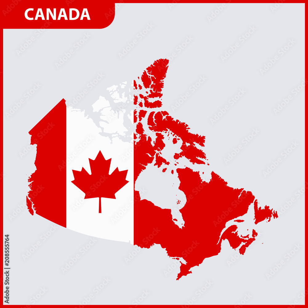 The detailed map of Canada with National Flag Stock Vector | Adobe Stock