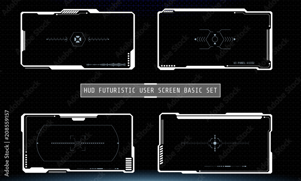 HUD Futuristic Technology Interface Screen Elements Panel Set Vector ...