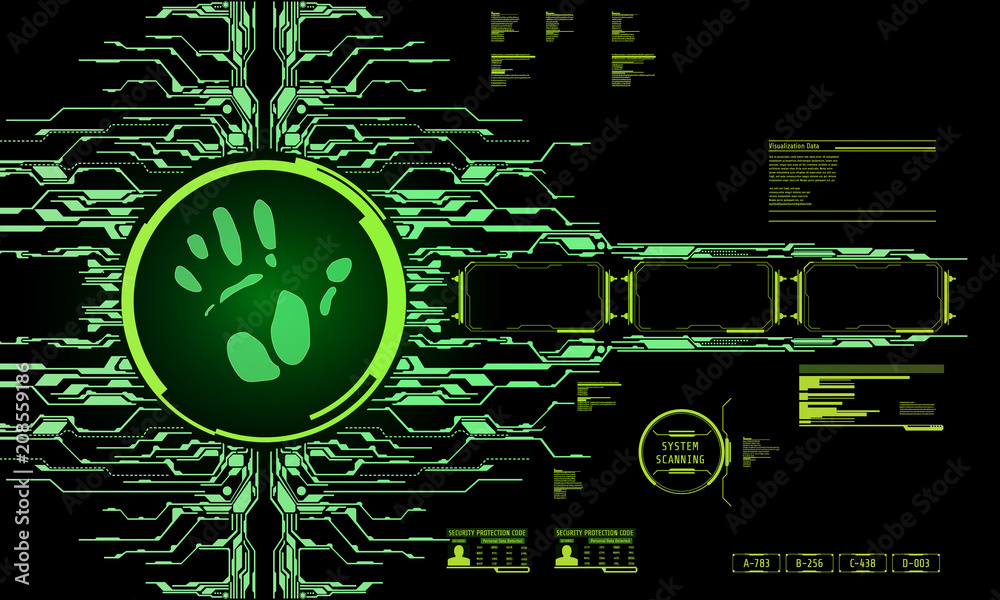 HUD Hi Tech Futuristic Elements Security Code Protection User Screen ...