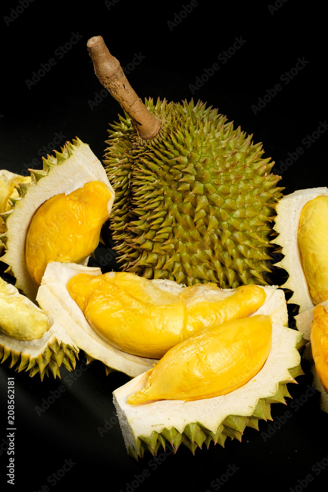 Durian - King of fruit in black background Stock Photo | Adobe Stock