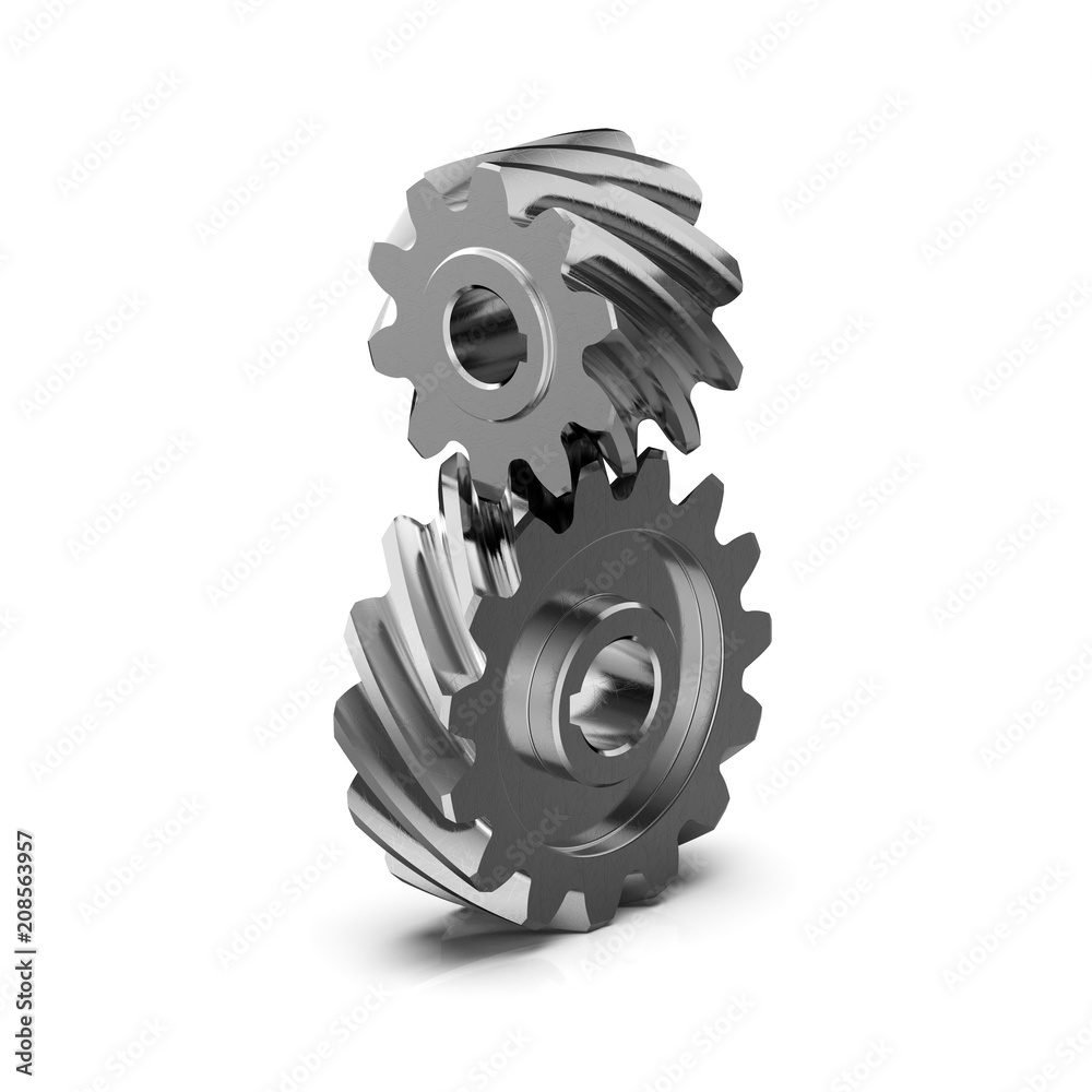 Helical bevel gear. Low-speed gear train. 3D rendering Stock ...