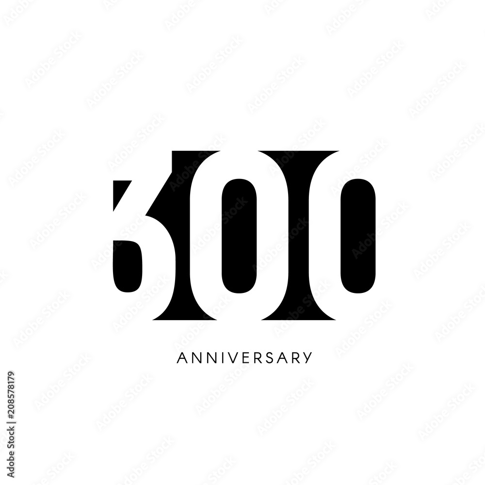 Three hundred anniversary, minimalistic logo. Three hundredth years ...