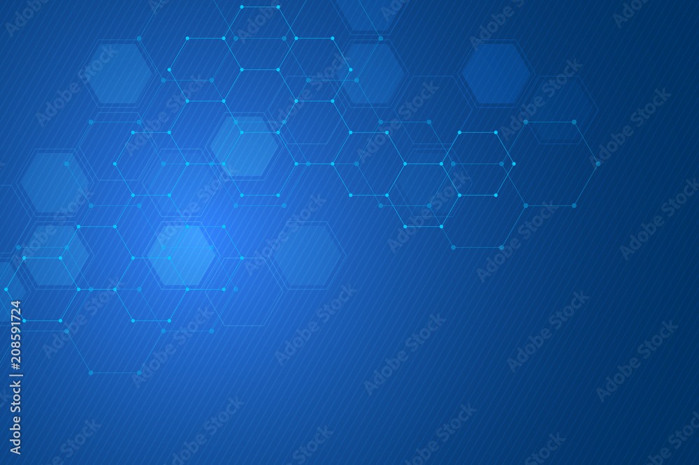 Science background with hexagons design. Geometric abstract background ...