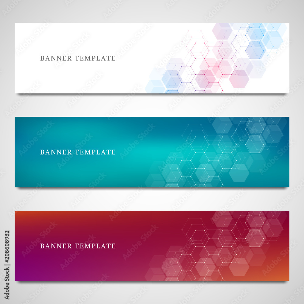 Science, medical and digital technology header or banners. Geometric ...