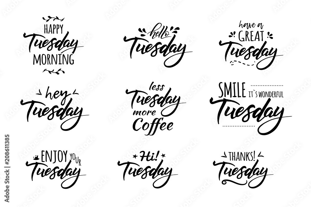 tuesday happy lettering Stock Vector | Adobe Stock