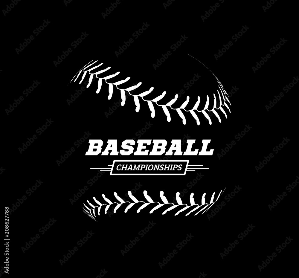 Vector baseball ball on black background. Stock Vector | Adobe Stock