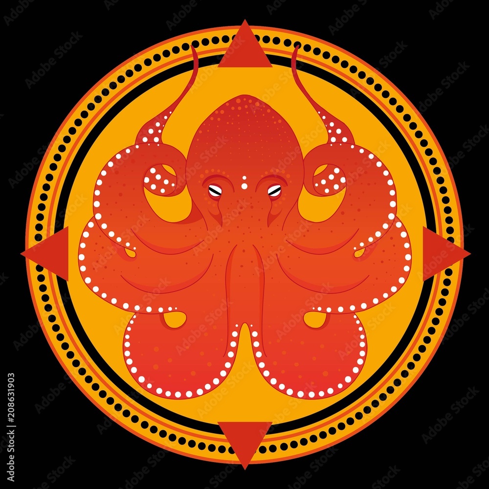 Angry octopus. Vector illustration Stock Photo | Adobe Stock