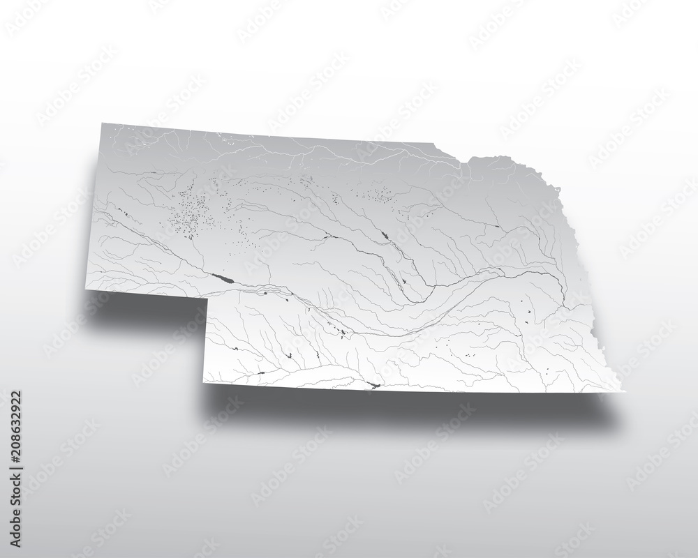 U.S. states - map of Nebraska with paper cut effect. Please look at my ...