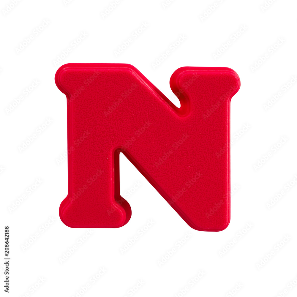 letter N uppercase alphabet plastic on white background with Clipping ...