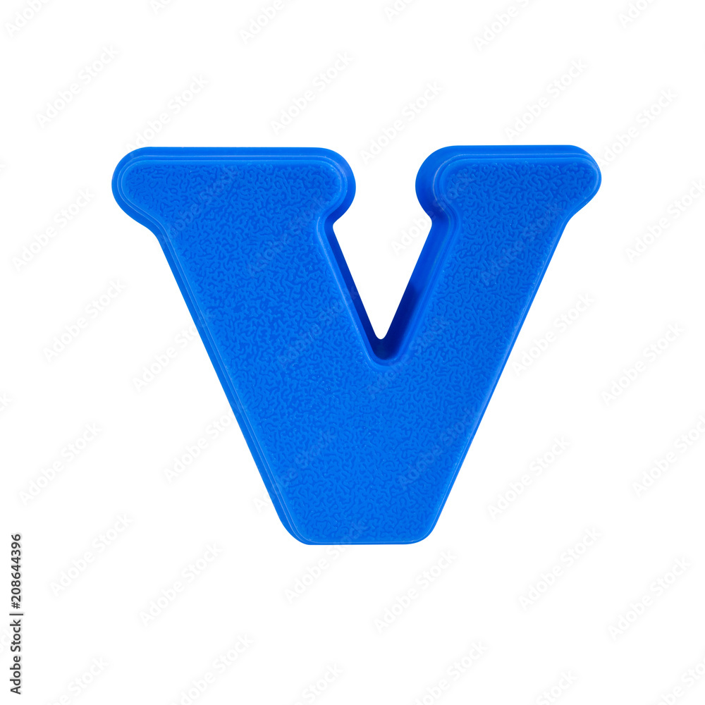 letter V uppercase alphabet plastic on white background with Clipping ...