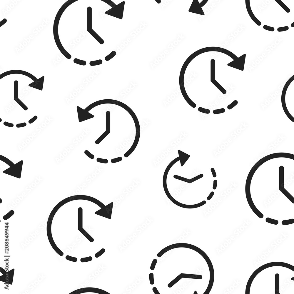 Clock time icon seamless pattern background. Business concept vector ...