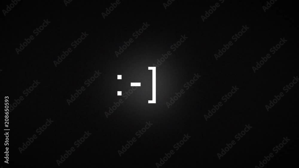 text smile on old computer monitor with blinking cursor, 4K seamless ...