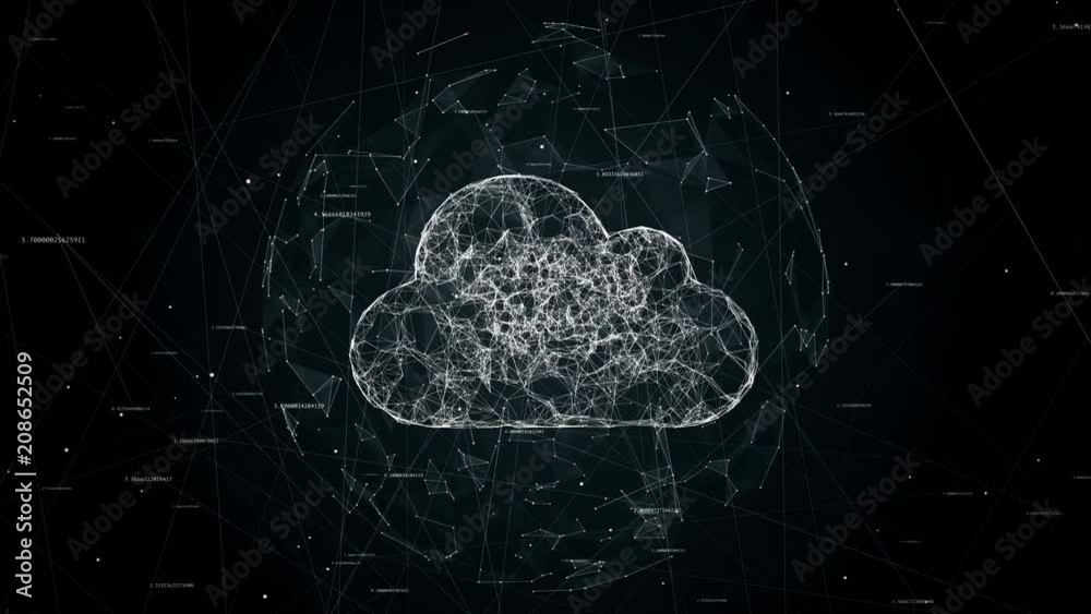 cloud computing, tech animation of cloud symbol from the chaotically ...