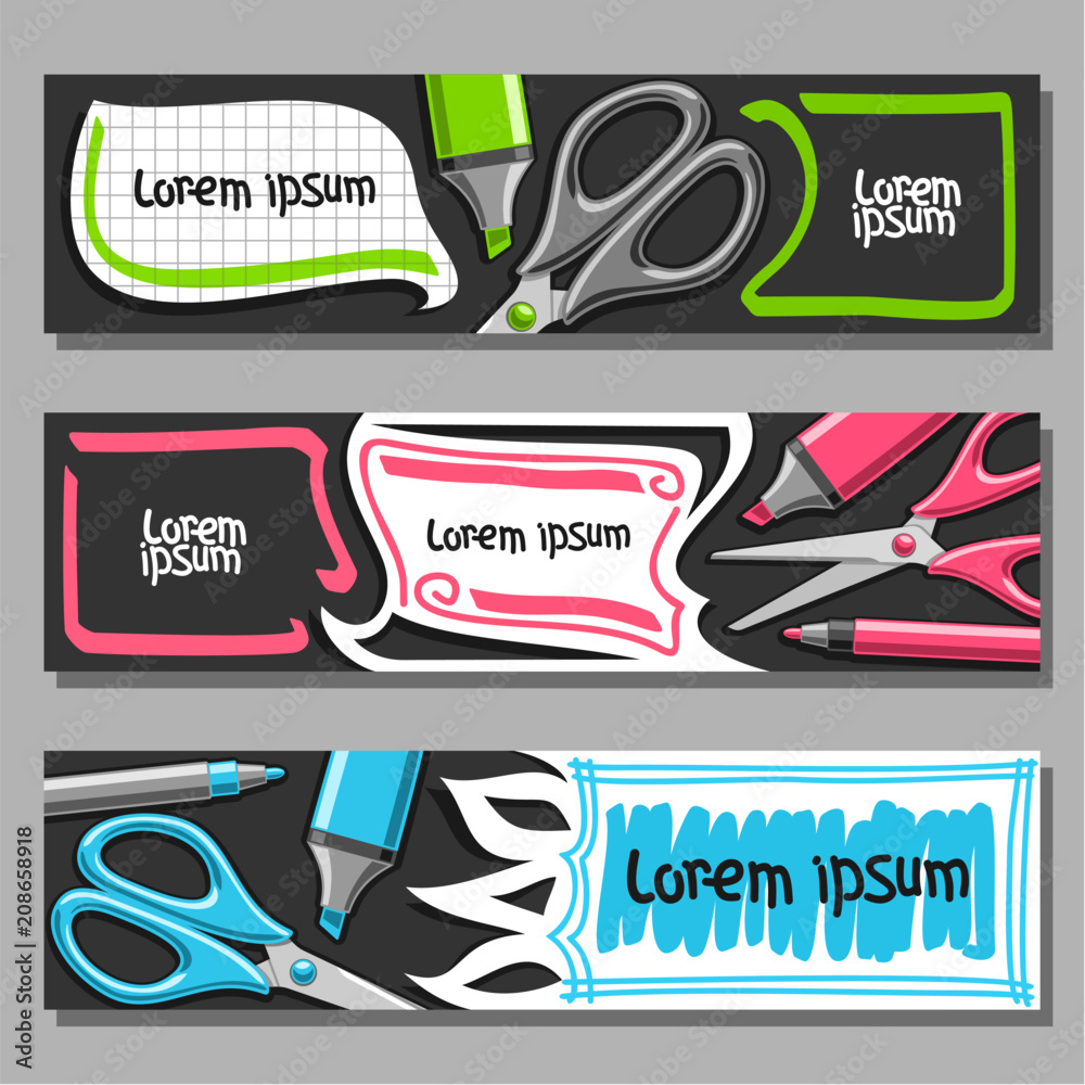 Vector set of Banners with colorful Markers, 3 layouts for website ...