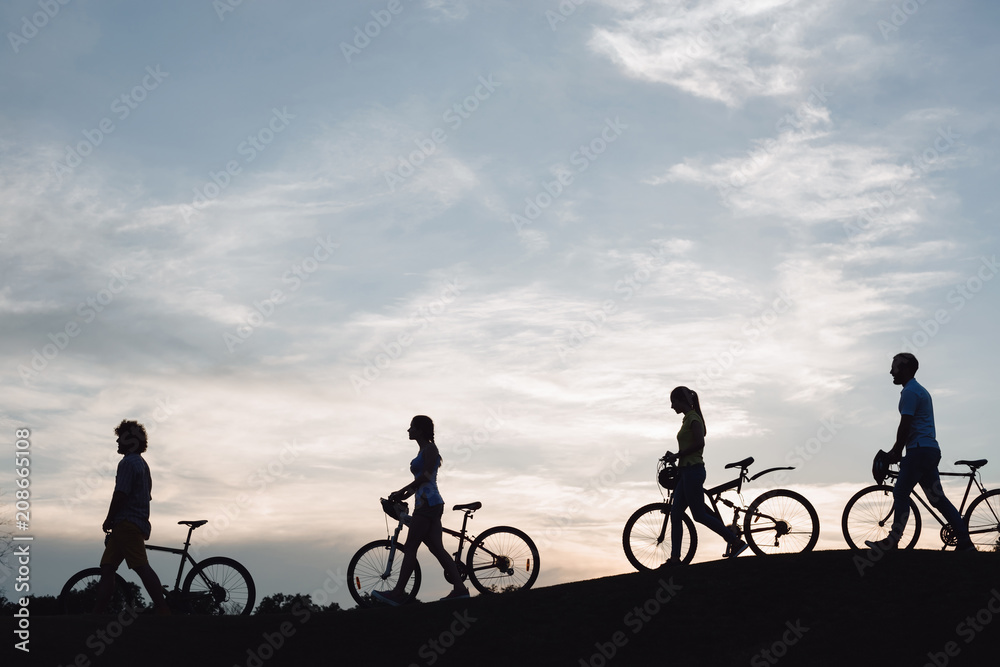 Cyclist Group Silhouette