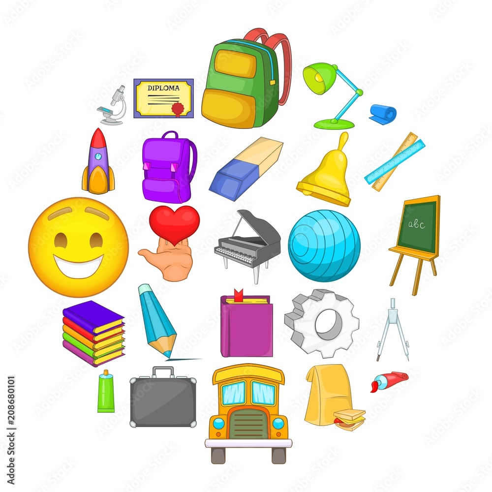 Study icons set. Cartoon set of 25 study vector icons for web isolated ...