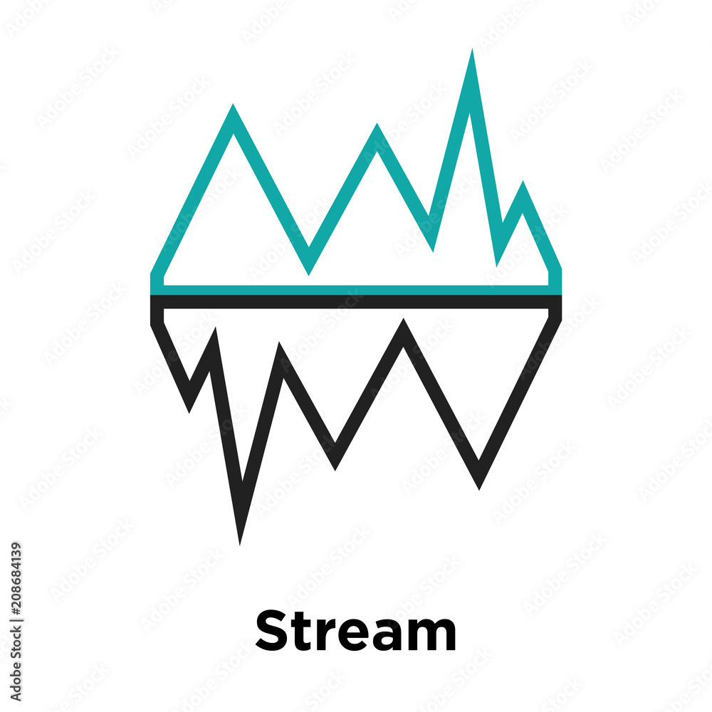 Stream graphic icon vector sign and symbol isolated on white background ...