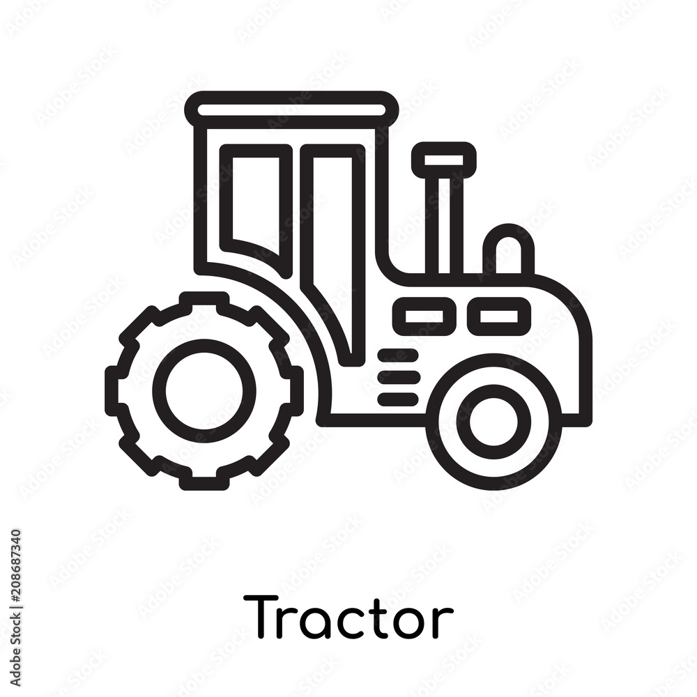 Tractor icon vector sign and symbol isolated on white background ...