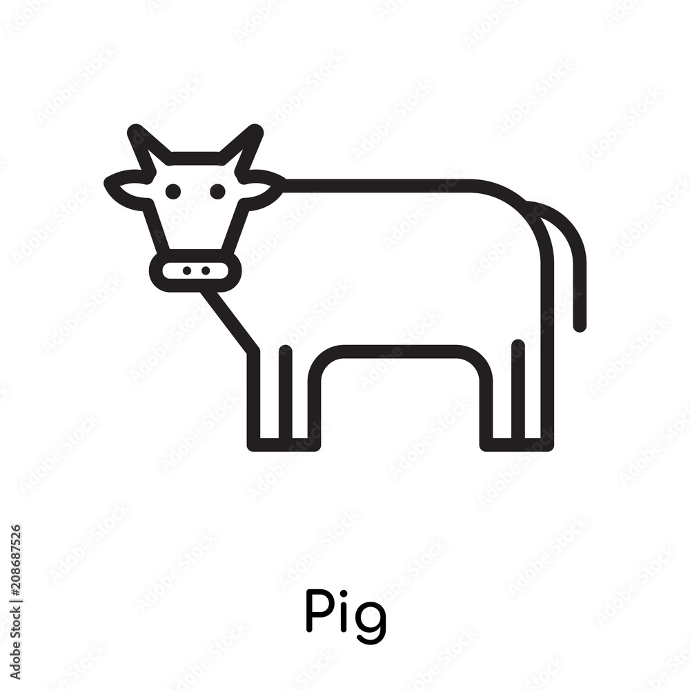 Pig icon vector sign and symbol isolated on white background, Pig logo ...