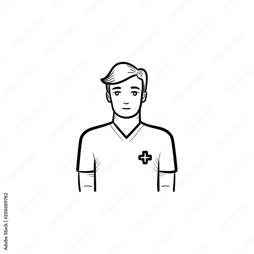 Male nurse hand drawn outline doodle icon Stock Vector | Adobe Stock