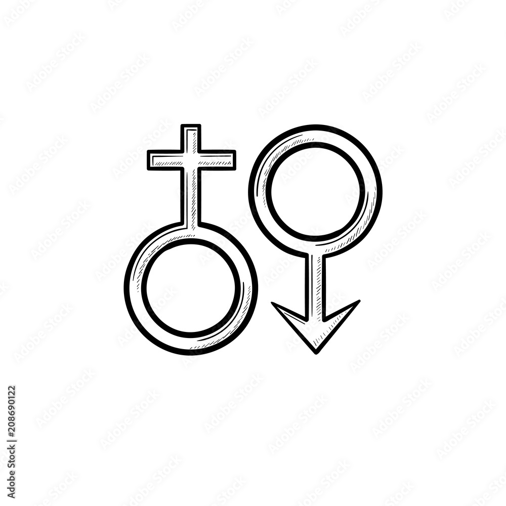Female Male Gender Symbols Hand Drawn Outline Doodle Icon Stock Vector