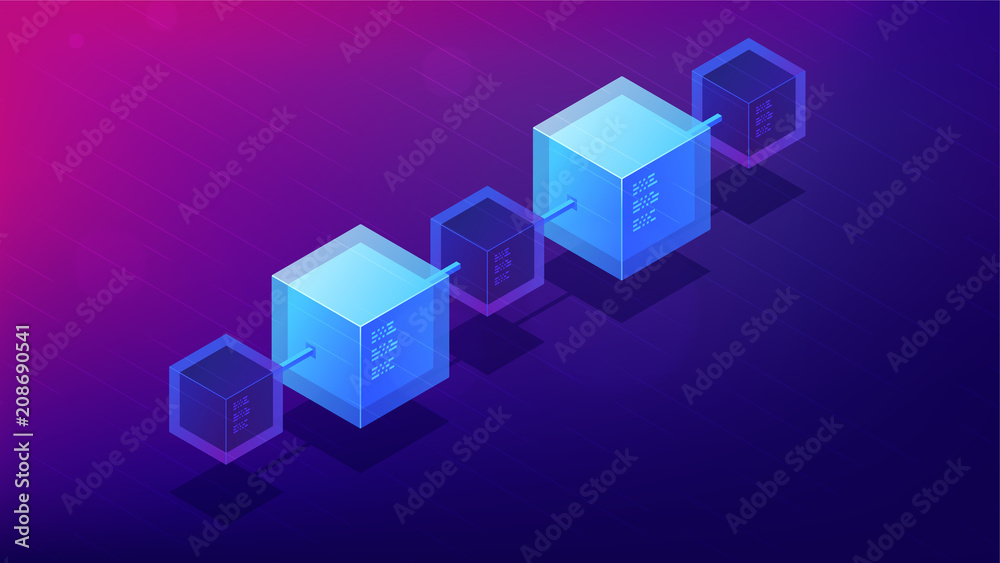 Isometric blockchain network architecture concept. Computer network ...