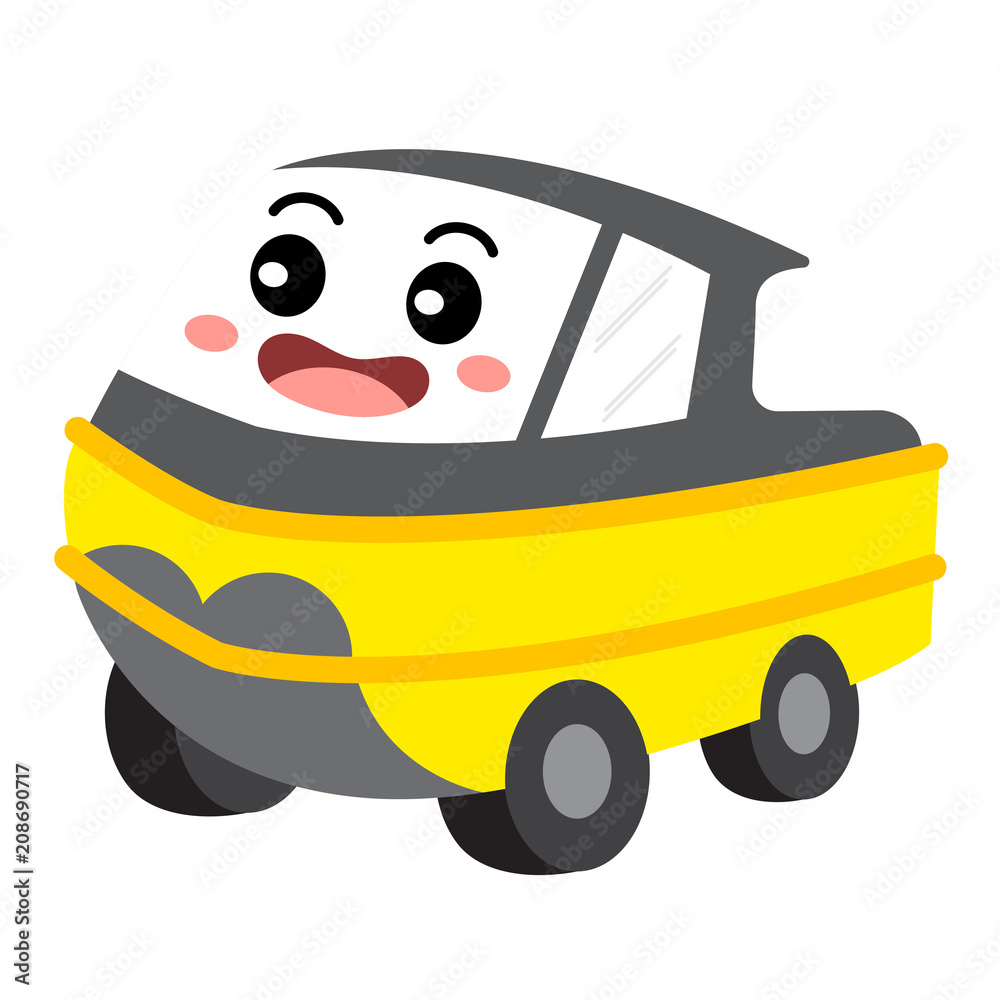 Amphibious Vehicle transportation cartoon character perspective view ...