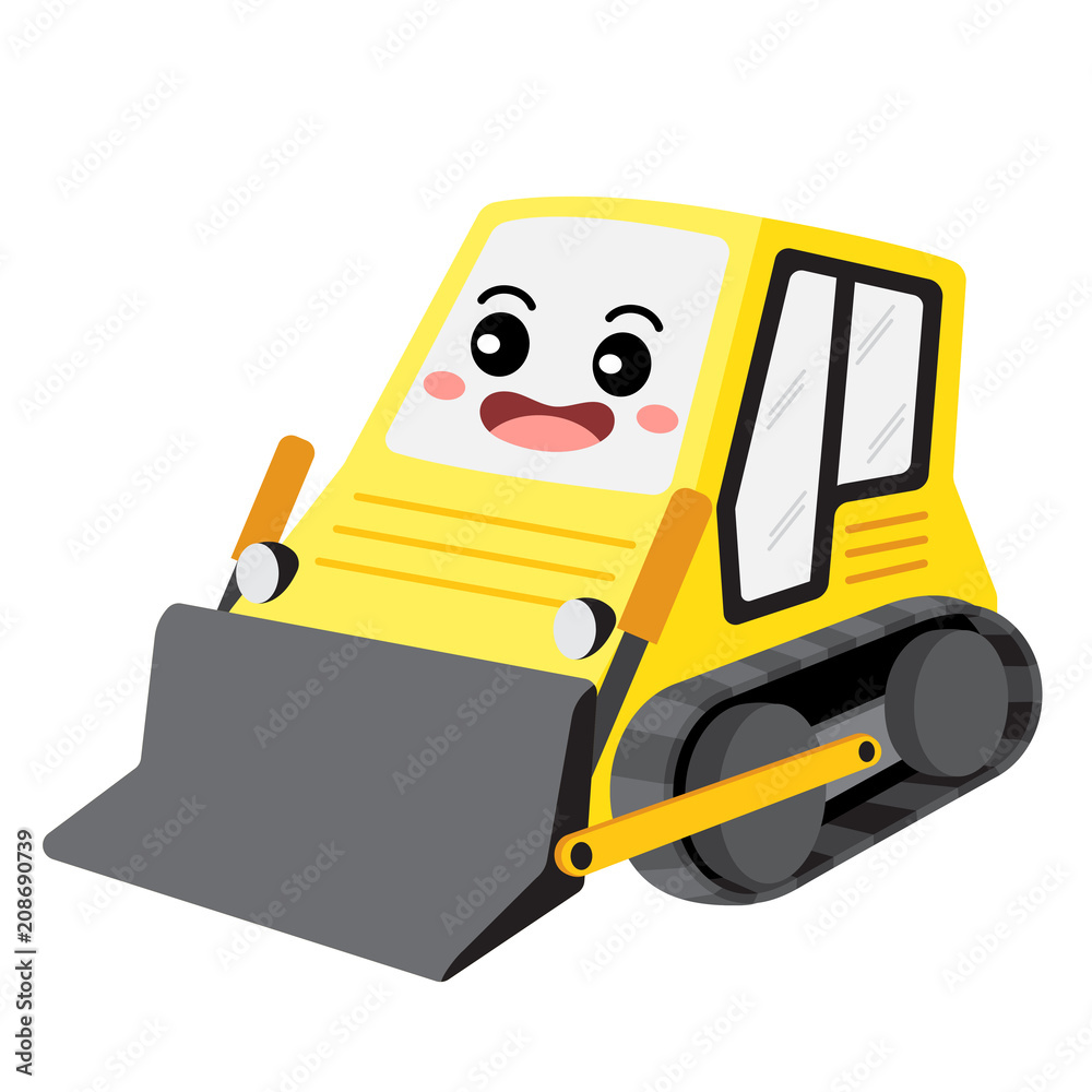 Cartoon Yellow Bulldozer Truck