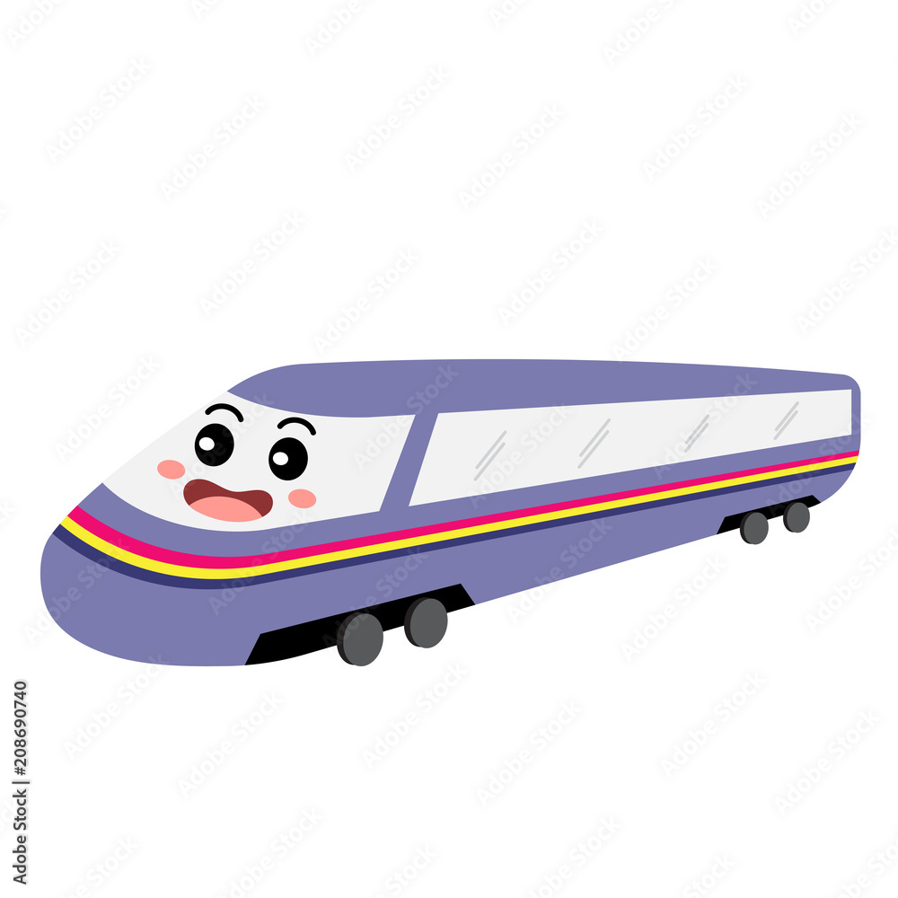 Bullet Train transportation cartoon character perspective view isolated ...