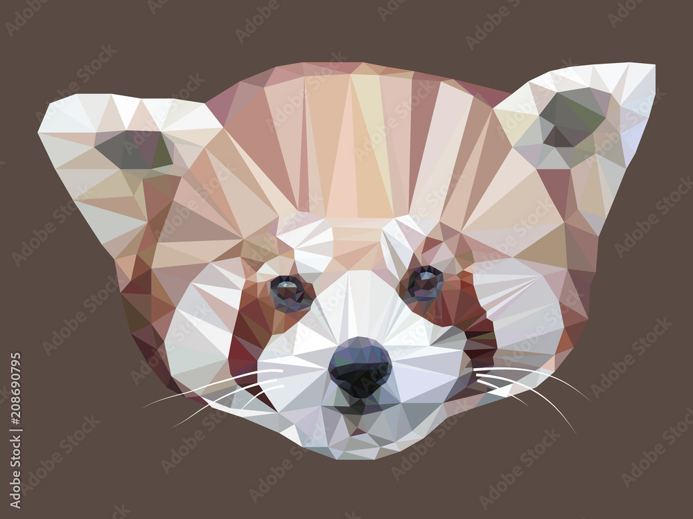 Vector illustration of low poly red panda. Geometric polygonal red ...