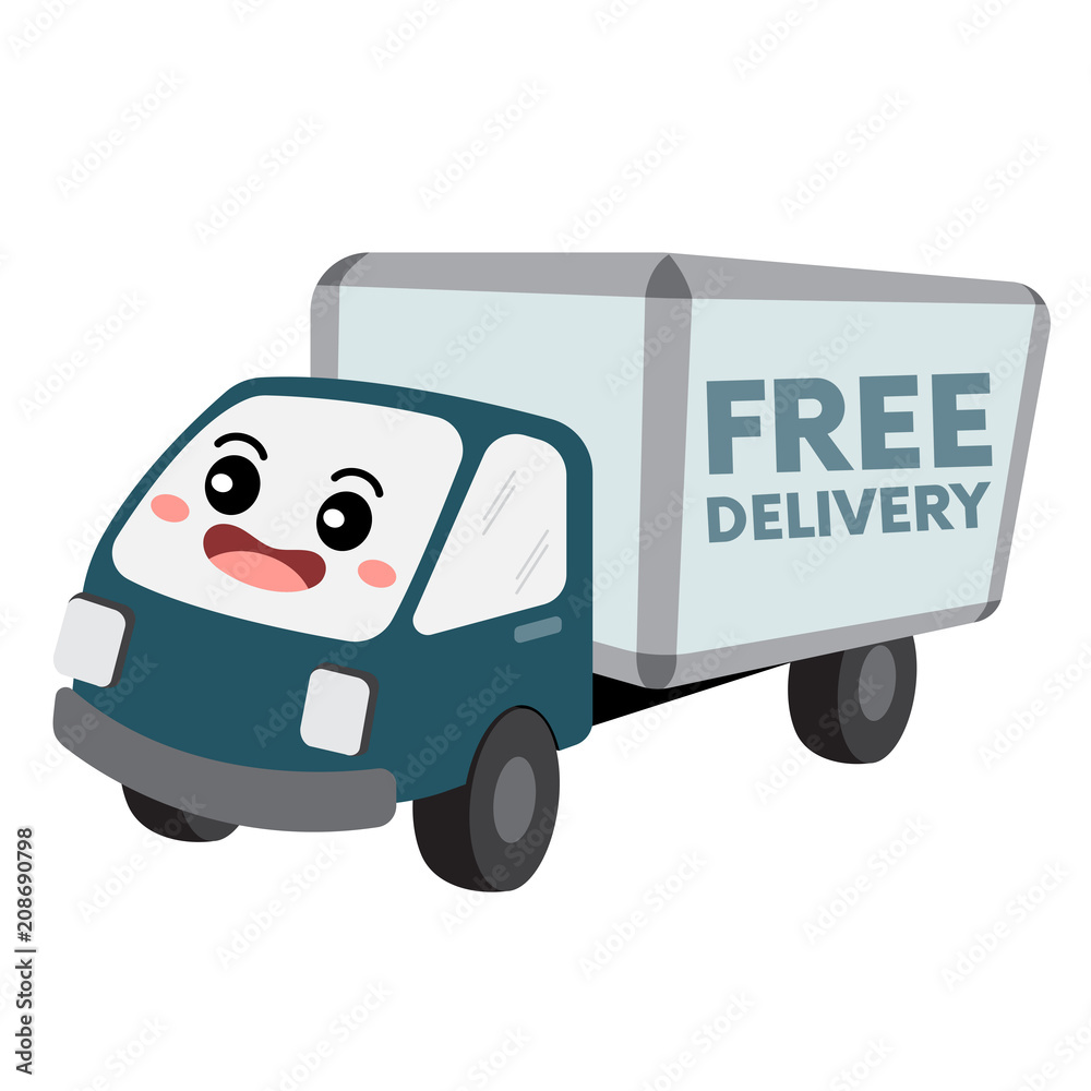 Delivery Truck transportation cartoon character perspective view ...