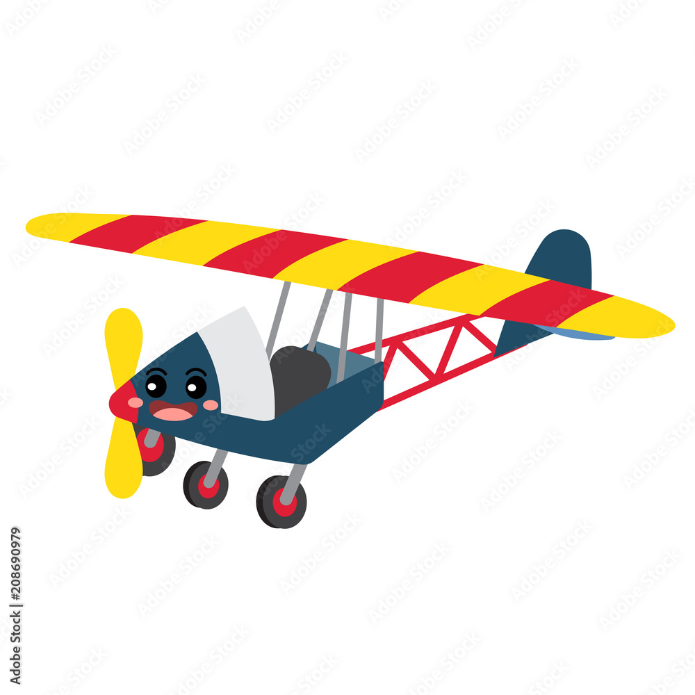 Ultralight Aircraft transportation cartoon character perspective view ...