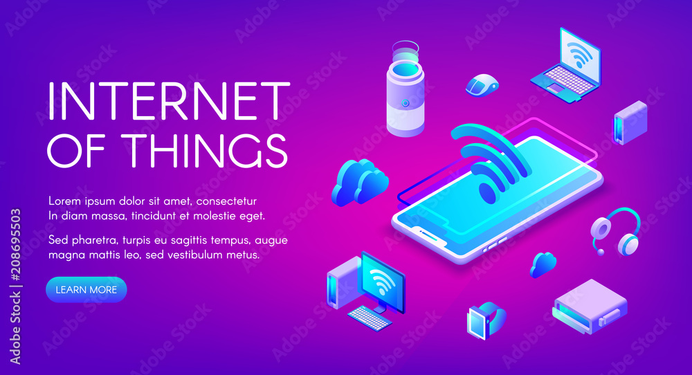 Internet of things vector illustration of smart devices communication ...