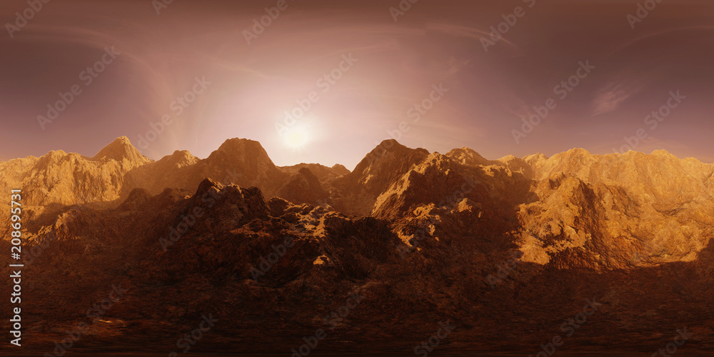 HDRI map, spherical environment panorama background with mountain range ...