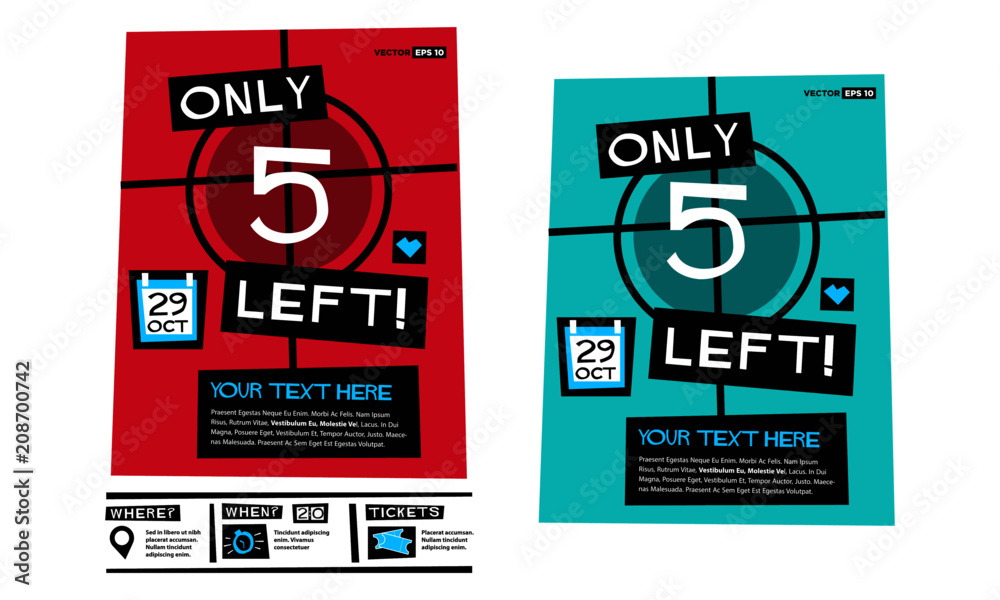 Only Five Left Poster Vector Template With Text Box Date Venue and Time ...