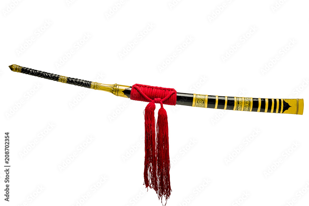 beautiful metal asian traditional sword from thailand isolated on white ...