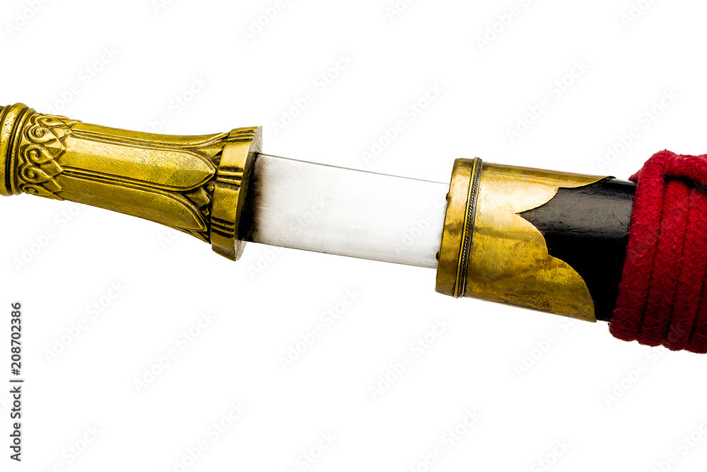 beautiful metal asian traditional sword from thailand isolated on white ...