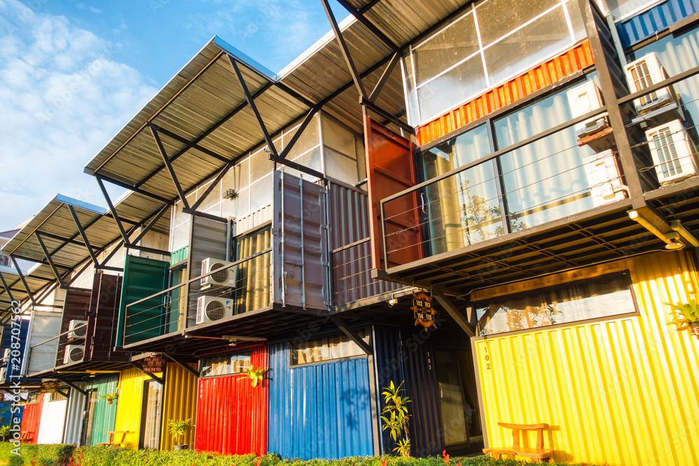 Modern metal building room made from refurbish shipping container ...