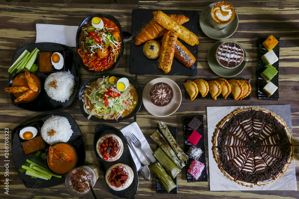 Variety of delicious Malaysian food Stock Photo | Adobe Stock