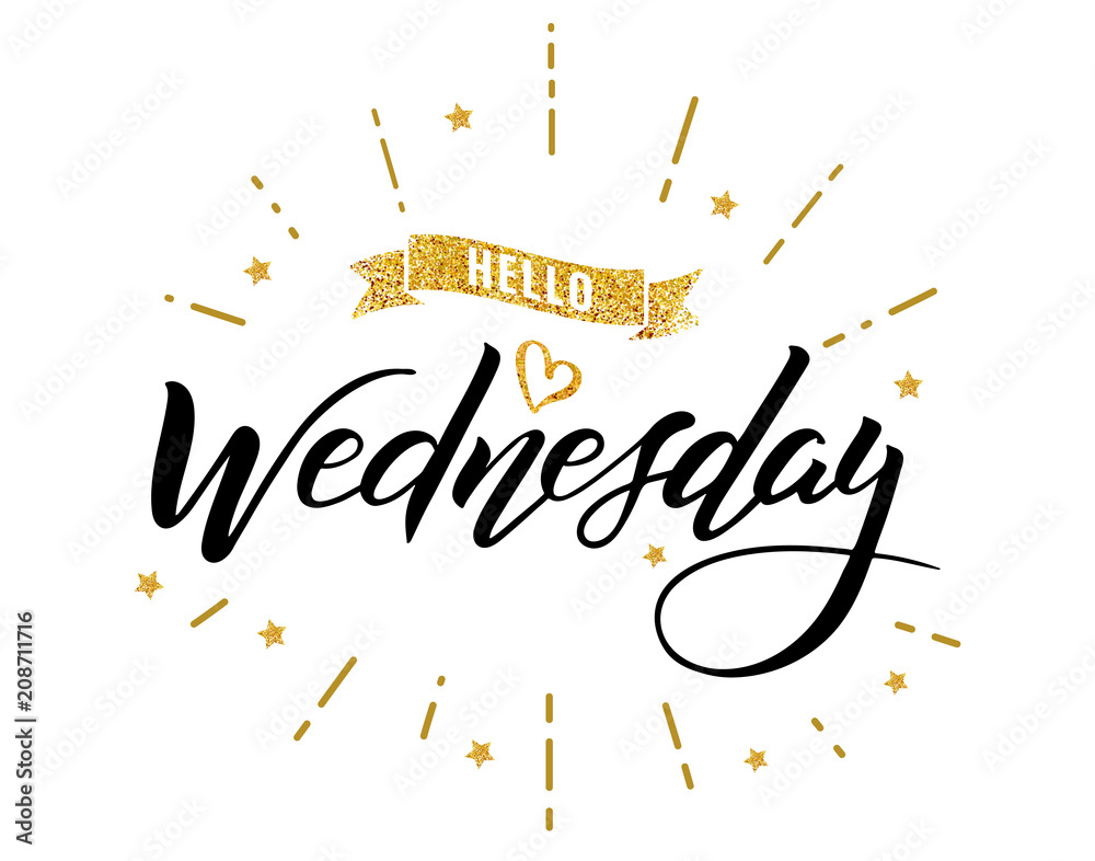 hello wednesday happy lettering Stock Vector | Adobe Stock